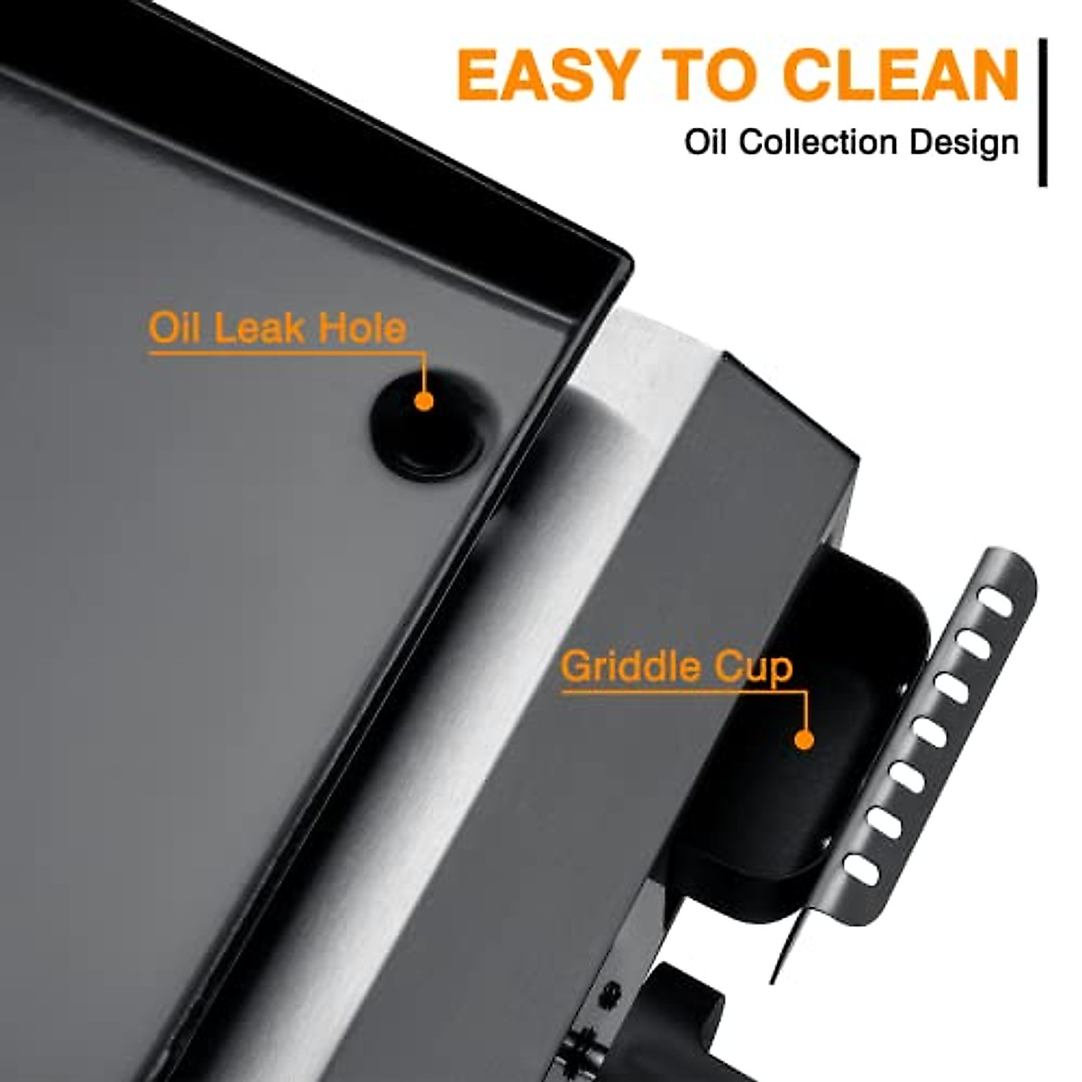 ADREAK 25.6 Inch 3 Burner BBQ Gas Grill Griddle, Stainless Steel Portable Detachable 30,000 BTU Table Top Propane Grill, Patio Garden Barbecue Grill with Two Side Table for Outdoor Cooking Camping or Tailgating (Only Griddle)