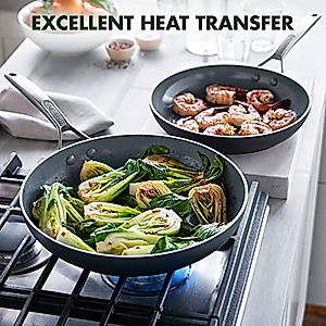 GreenPan Paris Pro Hard Anodized Healthy Ceramic Nonstick, 11 Piece Cookware Pots and Pans Set with Stainless Steel Lids, PFAS-Free, Dishwasher Safe, Grey