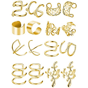 Blulu 8 Pairs Ear Cuffs Earrings Cuff Non Piercing Stainless Steel Clip on Cartilage Earrings for Men Women, 8 Various Styles