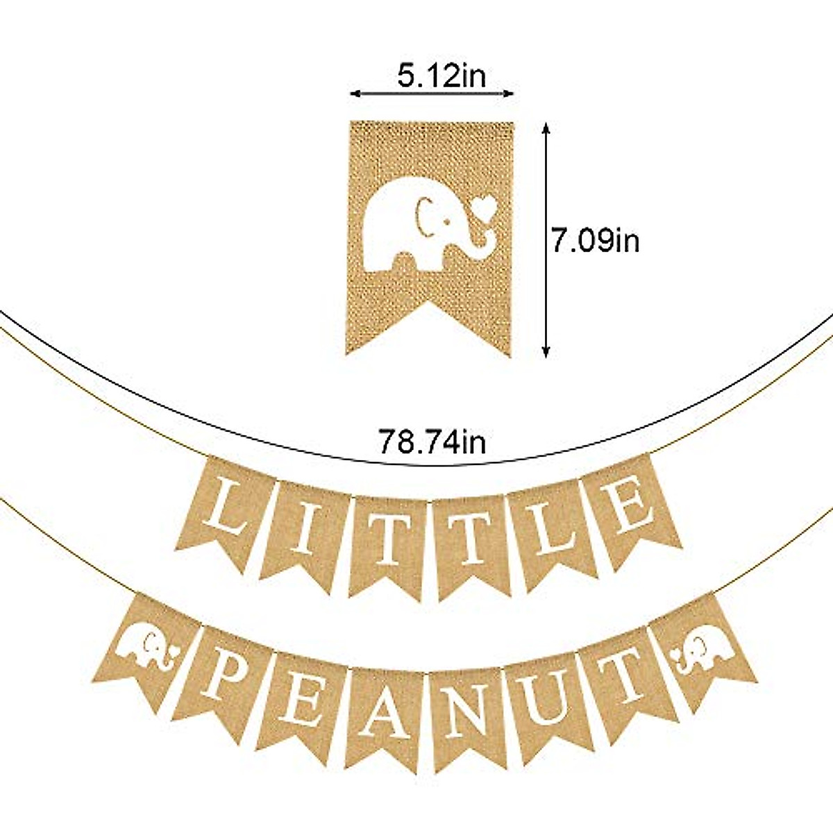 Jute Burlap Little Peanut Banner Boy Girl Baby Shower Gender Reveal Elephant Party Garland Decoration