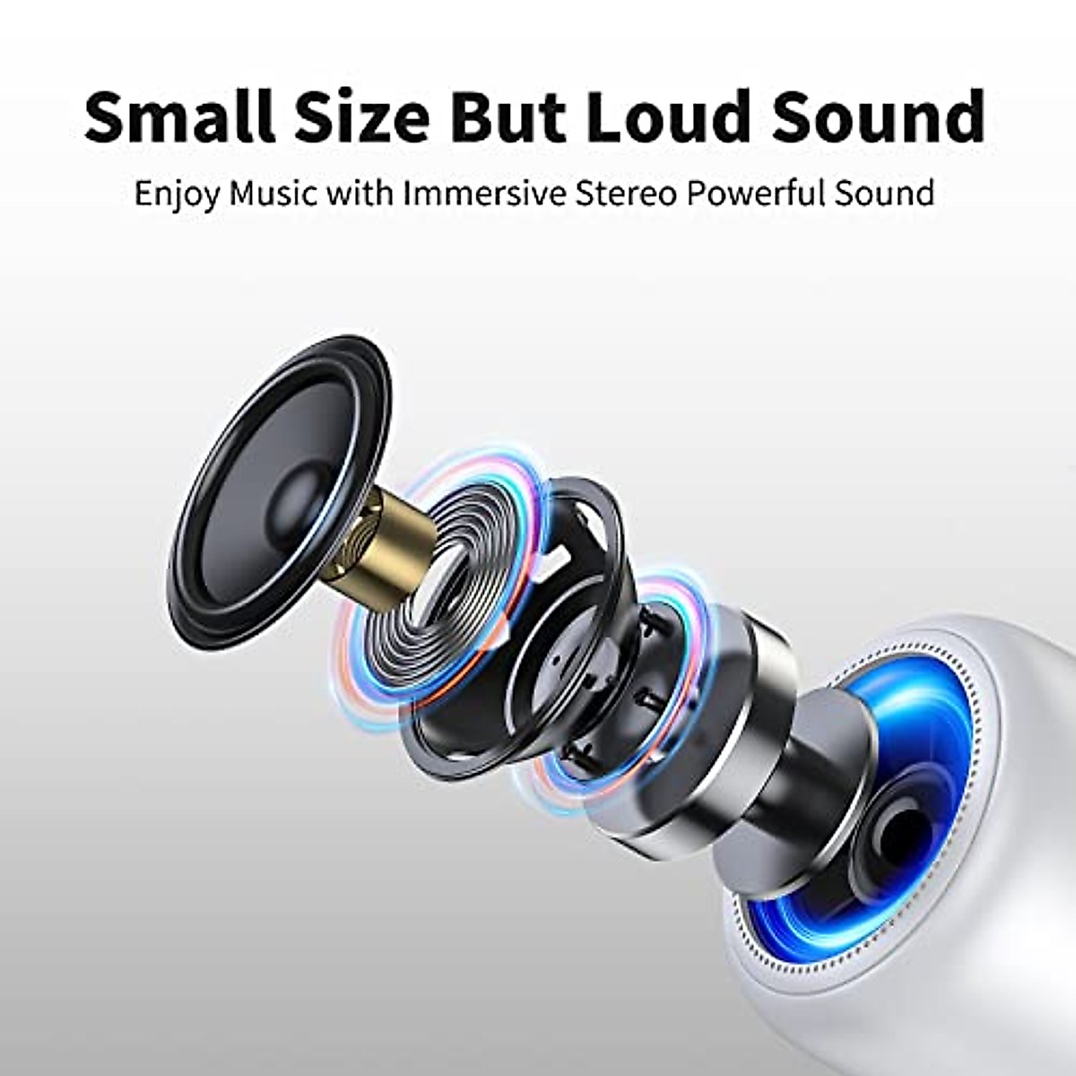 Bobtot Portable Bluetooth Speakers Wireless Speaker- Waterproof Speaker with Loud Stereo Sound,15 Hours Playtime, Rechargeable Battery, Built-In Microphone, Mini Speaker with Strap Easy to Carry White