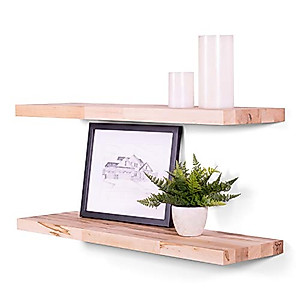 DAKODA LOVE Floating Shelves | Butcher Block | Solid Maple | Premium Craftsman Quality | Easy Hidden Bracket Wall Mount | Set of 2 (Natural, 36" L x 10" D)