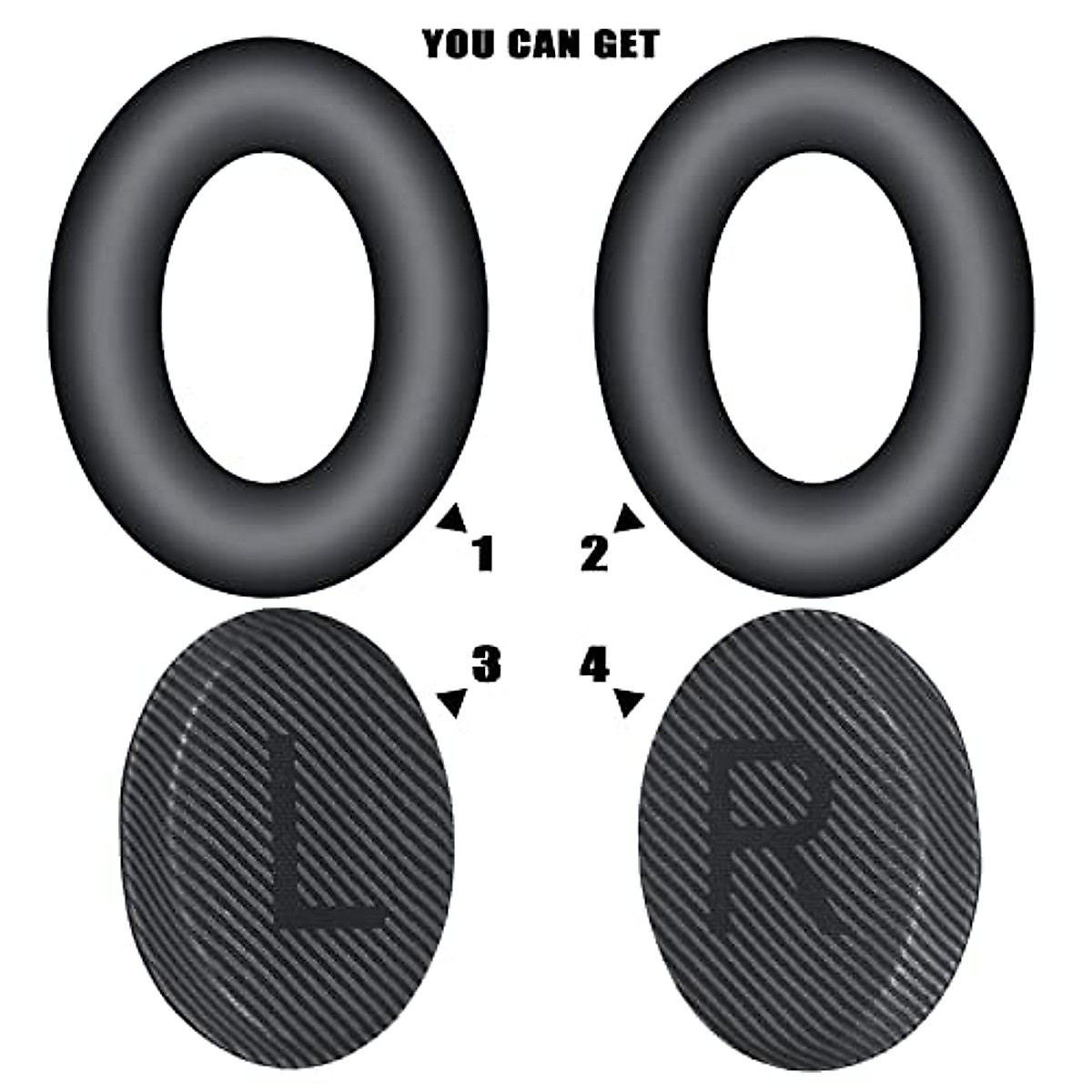 QC35 Replacement Pads Parts QC35 ii Earpads Ear Cushion Accessories Compatible with QuietComfort 35 II QuietComfort 35 (Series I) Wireless Gaming Headset.(Black)