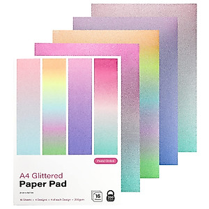 Gradient Glitter Cardstock Paper, 16 Sheets 4 Gradient Colors Glitter Paper, 200gsm/74lb Premium A4 Sparkly Paper, Shinny Craft Paper for Crafts, Card Making, DIY Project, Party Decor