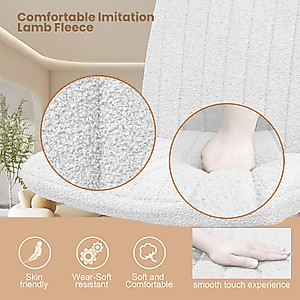 Kadunmina Armless Office Desk Chair with Wheels, Modern Swivel Computer Task Chair Comfortable Adjustable Wide Seat Vanity Chair for Home, Bedroom, Make Up(White)