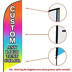 Custom Advertising Feather Flags Customized Logo Text(Only Flag),Personalized Double Sided Open Flag Sign for Outside Buisness Advertisement(60×250cm/2×8FT)