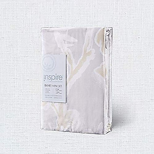 INTELLIGENT DESIGN Reversible 100% Cotton Sateen Duvet - Breathable Comforter Cover, Modern All Season Bedding Set with Sham (Insert Excluded), Tanet, Flower Grey King/Cal King(104"x90")