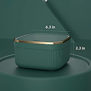 Aiabaleaft Plastic Mini Desktop Trash Can,Wastebasket with Press Type Lid, Countertop Mini Garbage Cans for Kitchens,Offices, Living Room, Makeup Table (Green)