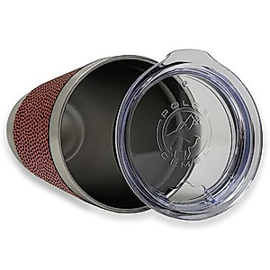 LaserGram 20oz Vacuum Insulated Tumbler Mug, Flamingo, Personalized Engraving Included (Faux Leather, Football Style)