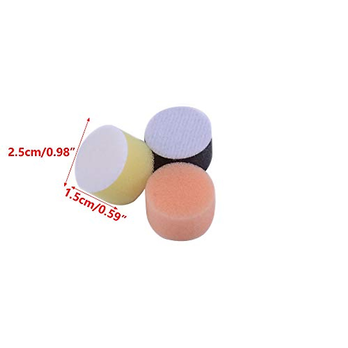 beler 60pcs 1" 25mm Mixed Sponge Buffing Waxing Polishing Care Cleaning Pads Fit For Car Polisher (rough & medium & fine 20pcs each)