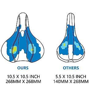 Oversized Comfortable Bike Seat – Comfort Cushion Replacement Bicycle Saddle – Universal Fit for Outdoor Bike and Beach Cruiser Bikes - Indoor Spin and Stationary Bikes – Wide Soft Padded Bike Saddle