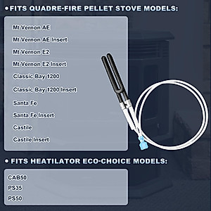 SRV7000-462 Igniter for Quadra Fire Mt Vernon AE, Castile, Santa Fe, Classic Bay 1200, Heatilator Eco-Choice CAB50, PS35, PS50 Pellet Stove and Pellet Stove Parts, 812-3811 Ignitor Replacement