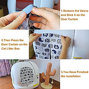 Ligebul Door Curtain for Self Cleaning Cat Litter Box, Automatic Cat Litter Box Door Curtain -Blue Cat