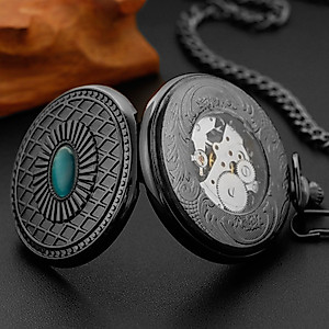 Retro Mechanical Pocket Watch Hand Winding Steampunk Roman Numerals Fob Watch