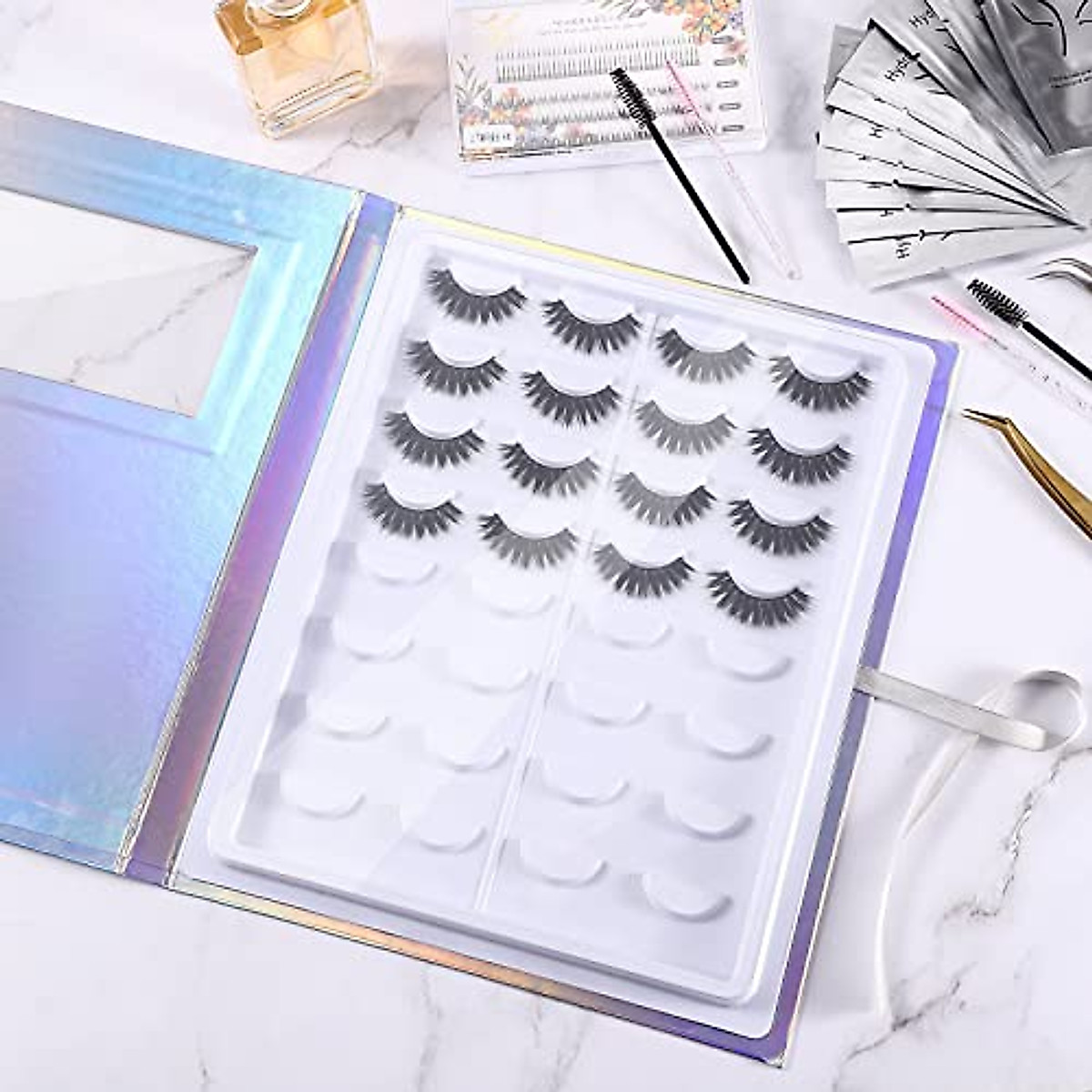 Noverlife 16 Pairs Eyelash Packaging Book, False Eyelash Holder Extension Container Eyelash Display Tray, Empty Eyelash Sample Protect Case Lash Catalog Book for Beauty Salon Business - Holographic