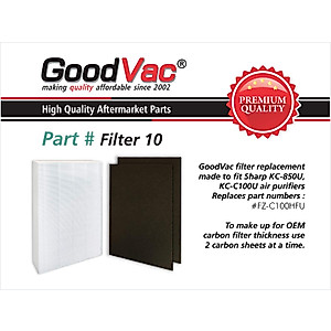 GOODVAC HEPA Filter with 2 Carbon Prefilters to fit Sharp FZ-C100HFU KC-850U