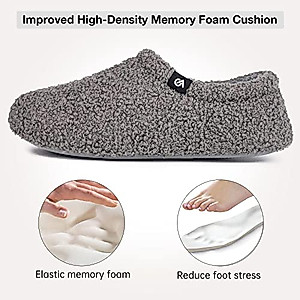 VeraCosy Women's Fuzzy Teddy Slippers Lightweight Memory Foam Indoor House Shoes (7-8, Grey)
