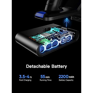 Roanow Cordless Vacuum Cleaner, 400W/33KPA Cordless Vacuum with LED Display, Lightweight & Ultra-Quiet Stick Vacuum Cleaner, 55Mins Runtime Vacuum Cleaner for Carpet and Floor, Home, Pet Hair Cleaning