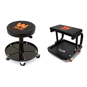 WEN Pneumatic Rolling Mechanic Stools with Padded Seats and Storage