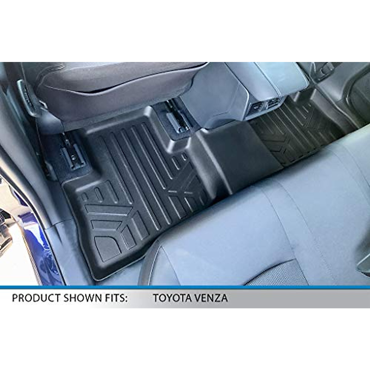 SMARTLINER Custom Fit All Weather Black 2 Row Floor Mat Liners and Cargo Liner Set Compatible with 2021-2023 Toyota Venza