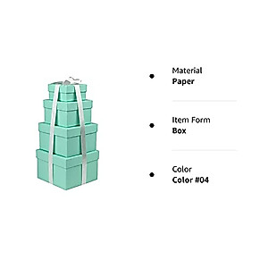 Square Gift Boxes with Lids Set of 4 Teal Green Gift Box Assorted Sizes Nesting Gift Boxes for Presents Birthday Bridesmaid Wedding Valentines Christmas Party Favor Boxes