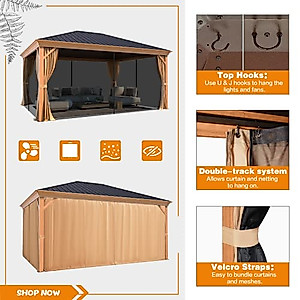 DNYKER Gazebo, Hardtop Gazebo with Curtain and Netting Double Galvanized Iron Surface Single Roof Aluminum Outdoor Gazebo with Aluminum Frame Grill Gazebo,for Garden, Patios, Lawns, Parties 12''x16''