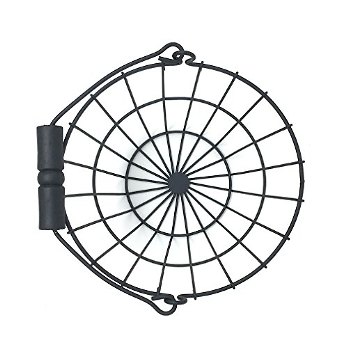 Wire Egg Basket, Round with Wood Handle, Black by EggBaskets