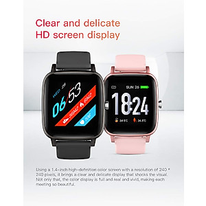 LCW Smart Watch Fitness Trackers with Heart Rate Monitor,Waterproof IP67 Activity Trackers Watch Pedometer Stopwatch,Body Temperature Measurement, for Men Women for iPhone Android Phone (Black)