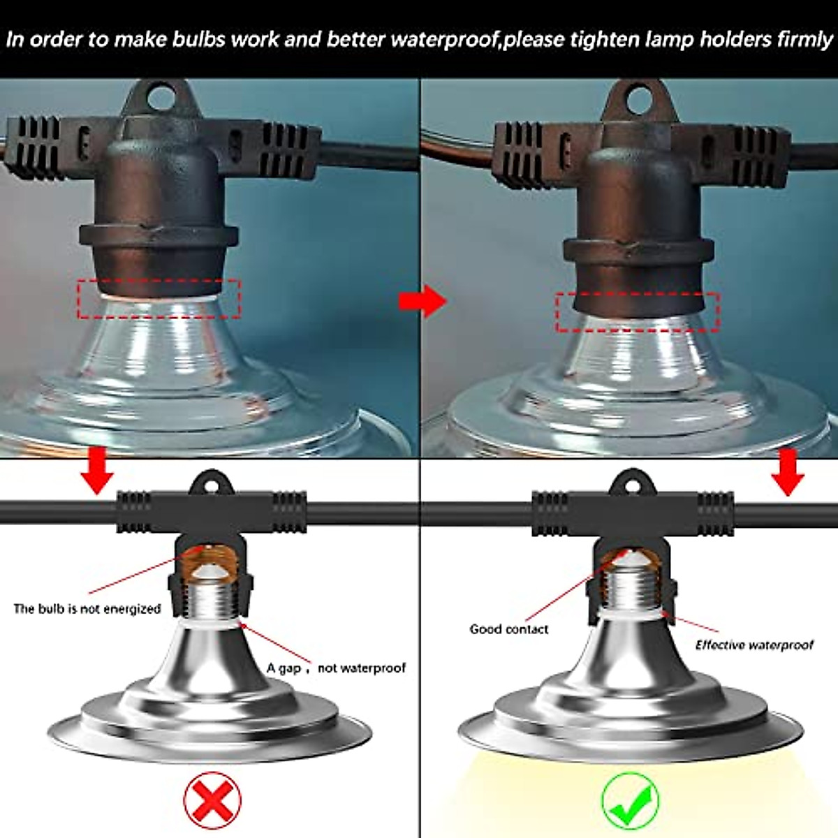 Espird Outdoor LED Grow Lights for Greenhouse Waterproof String Grow Light, Full Spectrum LED Plant Grow Light Lamp, Waterproof Greenhouse Grow Lights for Seedling, Veg, Flower (6-Bulbs)