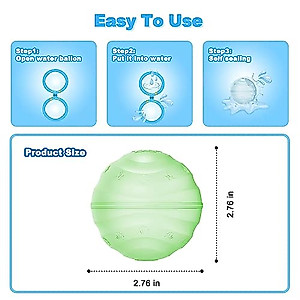 16Pcs Reusable Water Balloons, water balloons quick fill, Silicone Water Toys for Water Games Outside Summer Fun Party, Self Sealing Magnetic water balloons, Silicone Water Bombs with Mesh Bag.