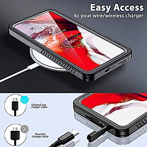 AMILIFECASES Clear Samsung Galaxy S23 Case,with Screen Protector,Waterproof Protective Case for Men Women,Samsung Phone Heavy Duty Shock Proof,Black