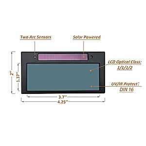 Tefuawe Auto Darkening Welding Lens, True Color Blue Technology, Shade 10, 2x4.25 with 2pcs Replacement Outside Cover Lens for Pipeliner Welding Hood