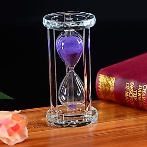 Crystal Hourglass 15/30/60 Minutes Sandglass Timers Kitchen Cooking Sand Clock Timer Home Office Christmas Birthday Present Gift Box Sand Glass (15 Minutes, Pink)