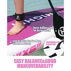 Highpi Inflatable Stand Up Paddle Boards, 10'6''x32''x6'' SUP with Accessories Backpack Anti-Slip Deck, Leash, Paddle and Hand Pump, Pink Paddle Board Standing Boat for Youth & Adult