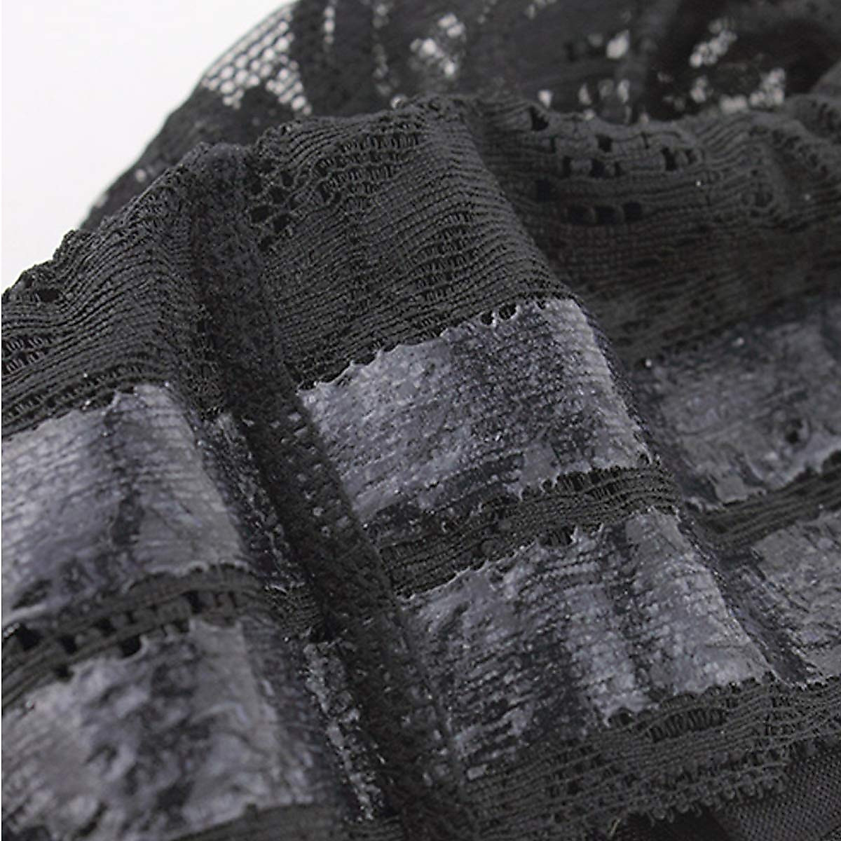 Women's Lace Top Thigh High Stockings for Suspender Garter Belt Silicone Stay Up Anti Slip Nylon Sheer Pantyhose (Free Size, 1 Black+1 Nude)