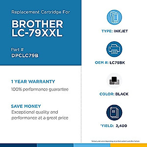 Dataproducts Brand Replacement Ink Cartridge for Brother LC-79XXL LC79BK | Black