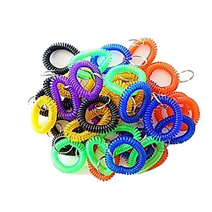 Pack of 6 Colorful Spring Spiral Wrist Coil Key Chain, Wristband Key Ring