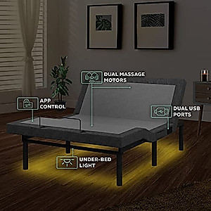 Renanim Adjustable Bed Frame with 12" Mattress Included Electric Massage - USB, Under Bed Light, Luxury Cooling Gel Memory Foam Mattress, App Control, Zero Gravity, Head and Foot Incline Base Twin XL