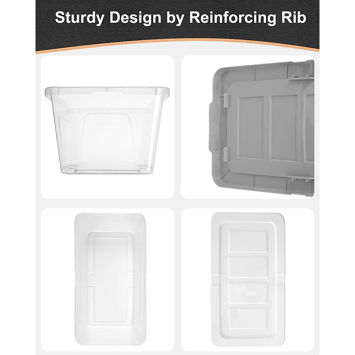 EOENVIVS Plastic Storage Bins with Lids, 12 Packs Set, Storage Boxes with Lids and Stackable Shoe Boxes For Organization, Clear Plastic Storage Containers For Closet Home Office, White