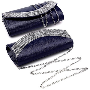 Dasein Womens Clutch Purses Rhinestone Evening Bags Formal Wedding Party Purse Prom Handbags (Navy)