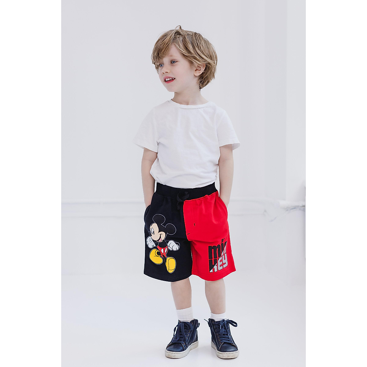 Disney Mickey Mouse Infant Baby Boys French Terry 3 Pack Shorts Grey/Black 18 Months