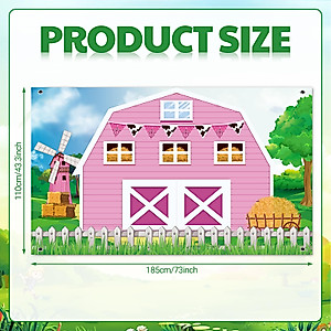 Farm Barn Door Backdrop Farm Birthday Party Supplies Barn Door Backdrop Banner Farm Photography Props Photo Booth for Themed Birthday Party Supplies 72.8 x 43.3 Inch (Pink)