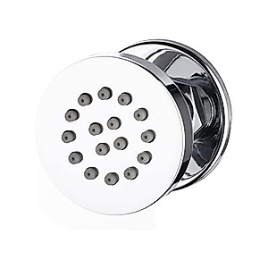 Yalsfowe Round Shower Body Sprays Chrome, 2 Inches Shower Jets System, Brass Spa Massage Showerhead Wall Mounted, Angle Adjustable, High Pressure Shower Head,1pcs