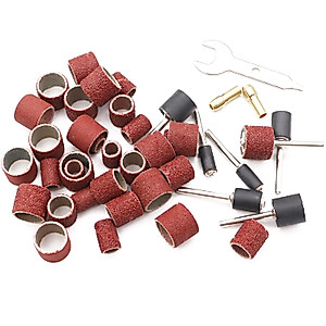 Sunxeke 531 Pcs Sanding Drum Set, Drum Sander Sleeves 80/120/240/320/400/600 Grit Each of 24 Pcs, 24Pcs Drum Mandrels diameters, 2Pcs Self-Tightening Drill Chuck, Wrench 1Pc, Dremel Rotary Tool