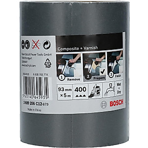 Bosch Professional 1x Sanding Roll SiC (for Coated material, Lacquer, Waterproof, 93 mm x 5 m, P400, Accessory Hand Sanding)