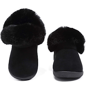 KEESKY Toddler Boots for Girls Suede Warm Fur Lined Ourdoor Footwear Black Size 3.5 M Toddler