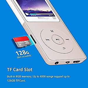 MP3 Player, Tengsen MP3 Music Player with FM Radio, Recording, Photo View, USB,1.8" Screen, HiFi Lossless Sound, 30+ Hours Long time Play, Support up to 128GB