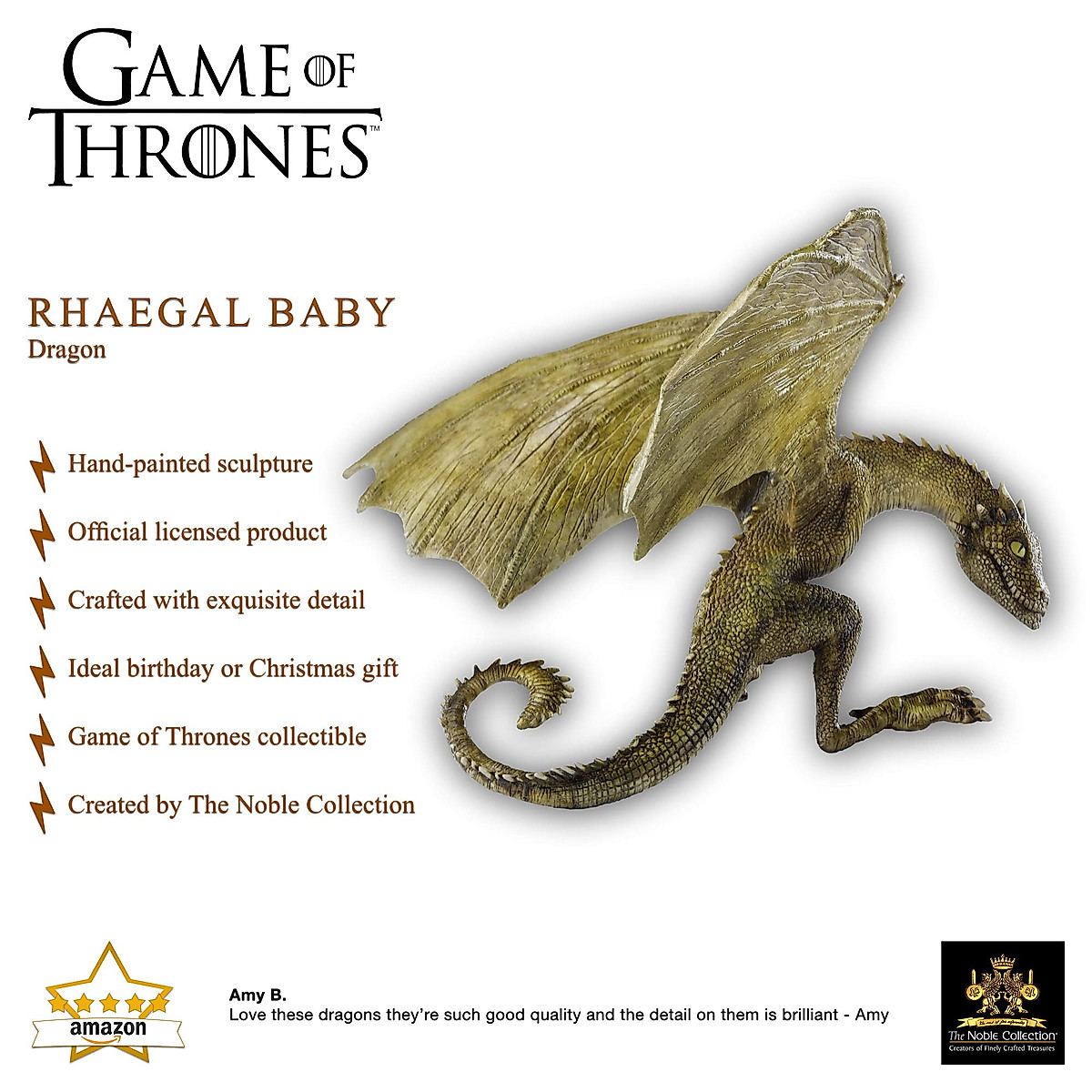 The Noble Collection Game of Thrones - Rhaegal Dragon Sculpt