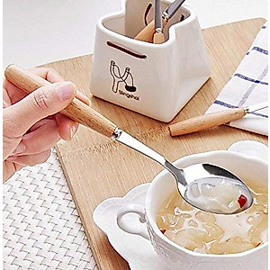 MBB 12 Pieces Stainless Steel Cutlery Set Short Wood Handle Flatware Set Knife Fork Spoon Service for 4