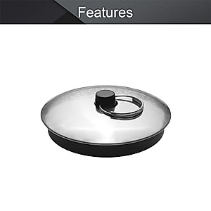 MroMax 1Pcs Stainless Steel Sink Plug Drain Stopper Fit 57mm with Ring for Bathtub Kitchen Bathroom Silver, Black